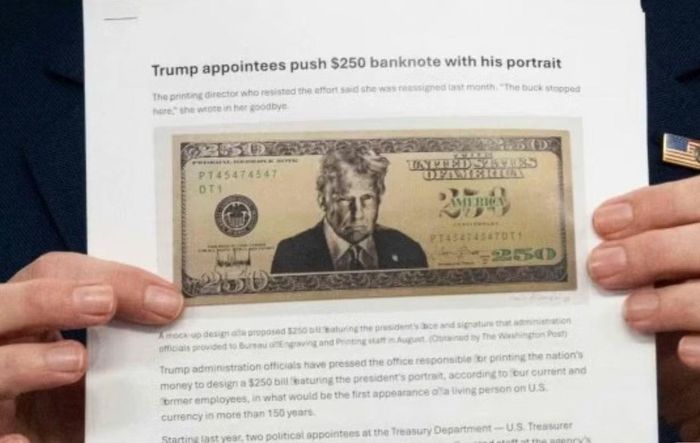 Bộ Tài chính Mỹ thiết kế tờ tiền 250 USD in hình Tổng thống Trump - Báo ...